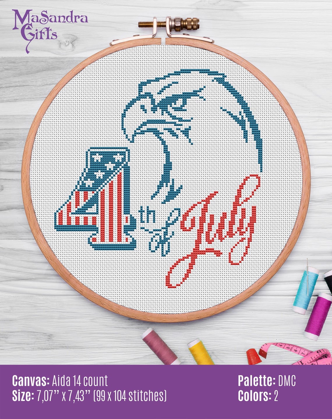 4th of July Cross Stitch Pattern - Etsy