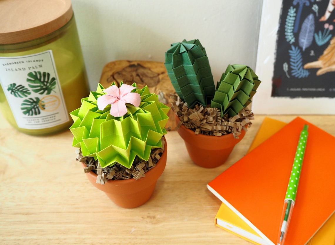 Cactus Succulent Origami Paper House Plant Stay Home Gift | Etsy