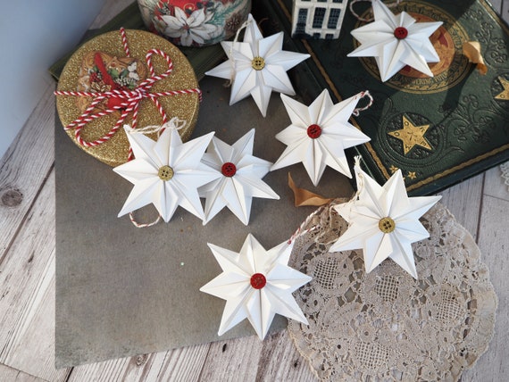 White North Star Paper Christmas Ornament Modern - Etsy