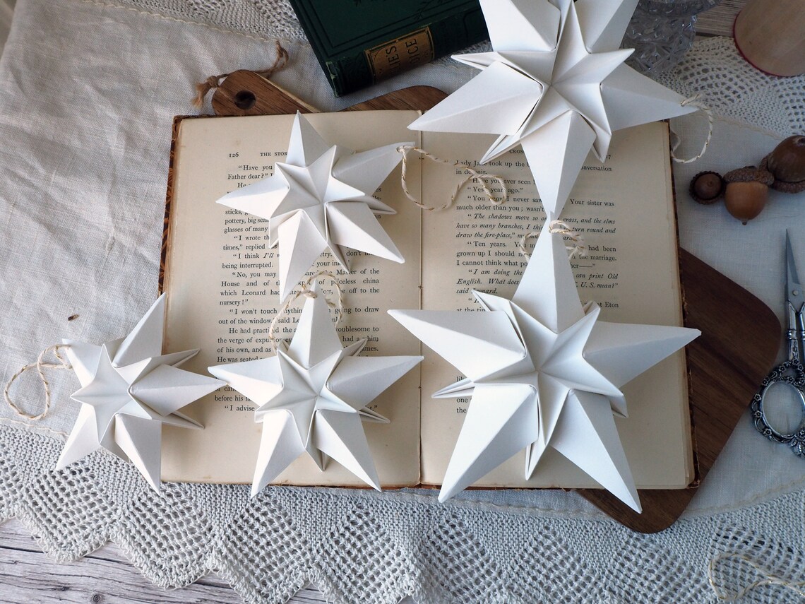 Scandi Nordic White Origami Paper Star Decoration Modern - Etsy UK
