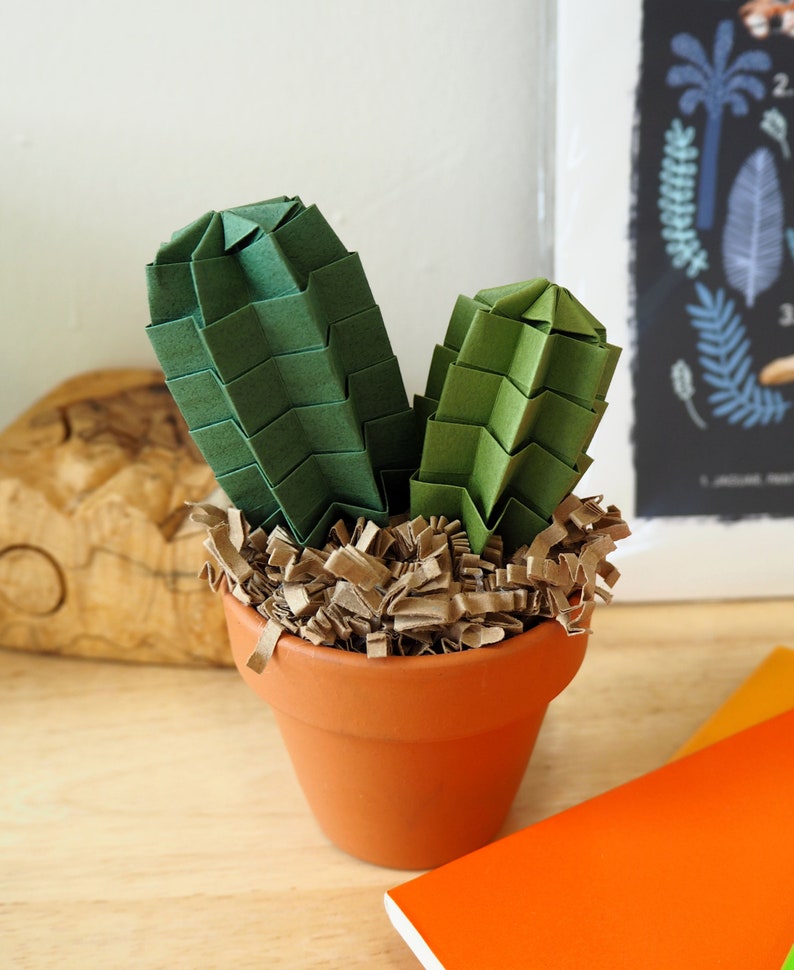 Cactus Succulent Origami Paper Faux Indoor House Plant - Etsy
