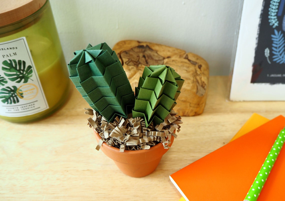 Cactus Succulent Origami Paper Faux Indoor House Plant - Etsy