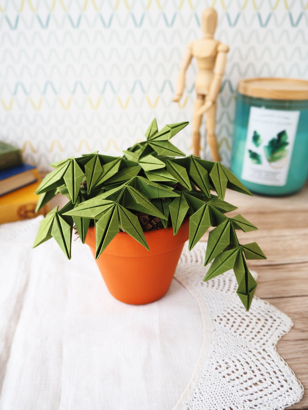 Faux Hanging Fern Origami Paper House Plant Pot - Crazy Plant Lady ...