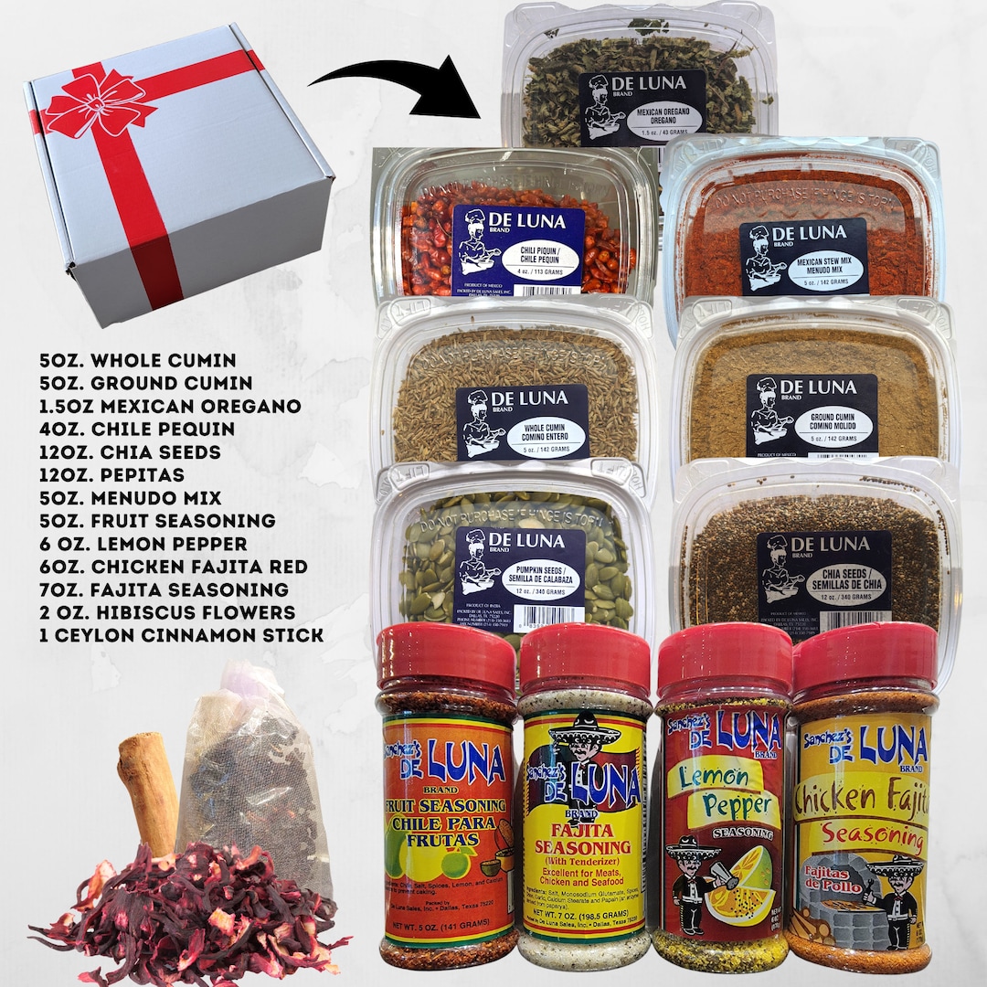 Mexican Variety Spice Gift Box - Set of 12 Sampler Premium Spices ...