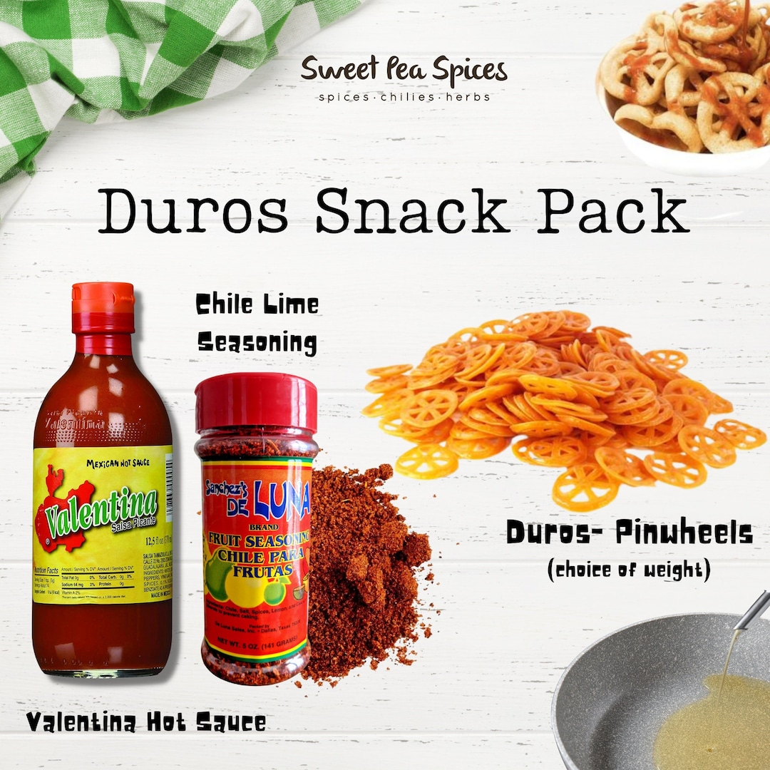 Duritos (duros) Mexican Wheat Pinwheels DIY Snack Kit W/ Valentina Hot ...