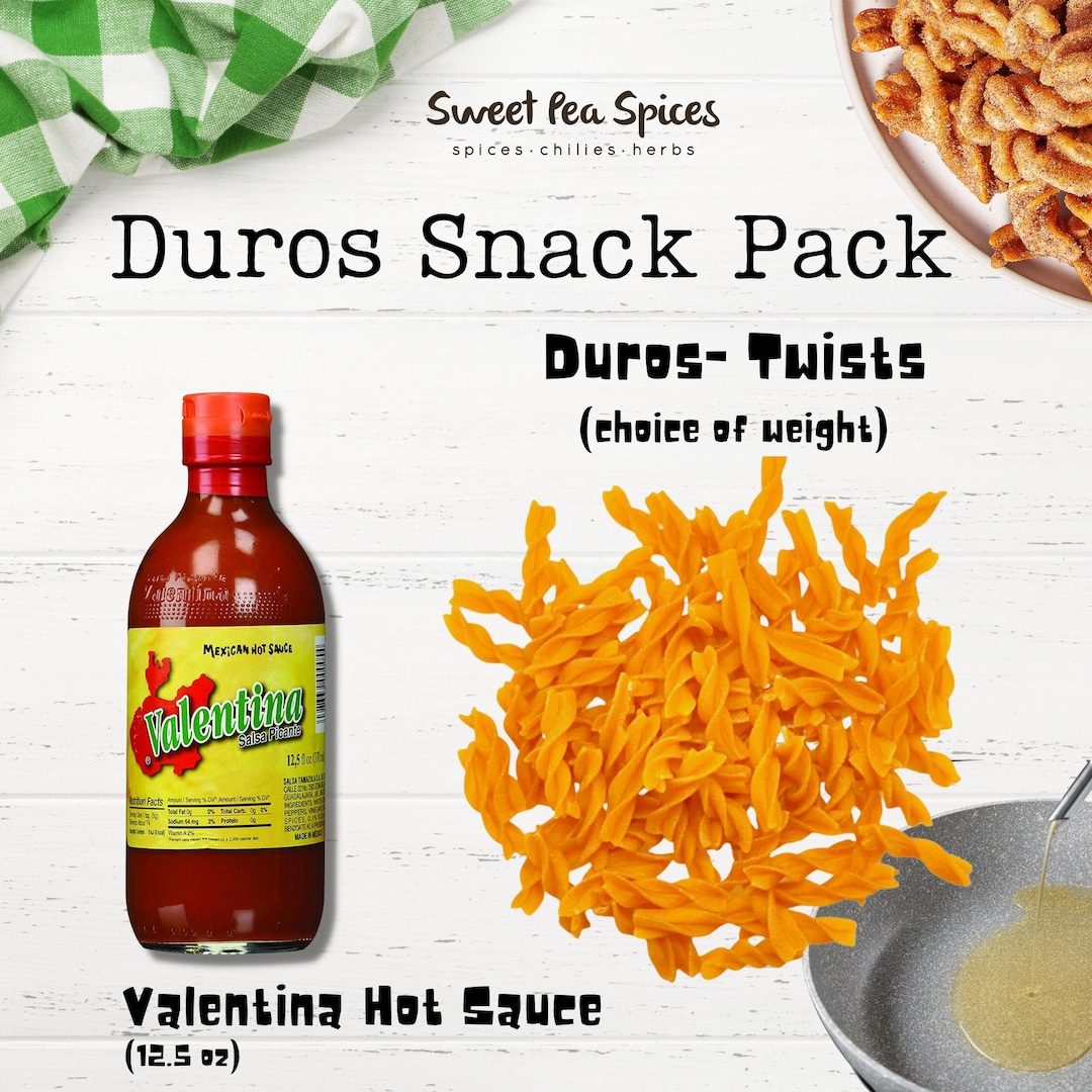 Duritos (duros) Mexican Wheat Twists DIY Snack Kit W/ 12.5 Oz Valentina ...