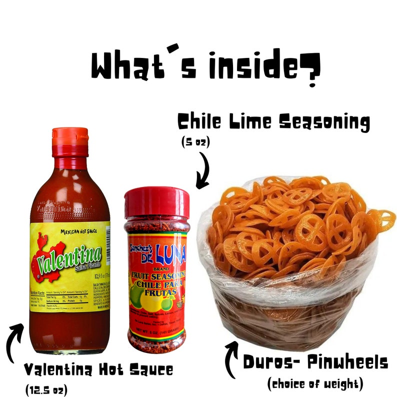 Duritos Duros Mexican Wheat Pinwheels Diy Snack Kit W Valentina Hot Sauce Chile Lime Seasoning