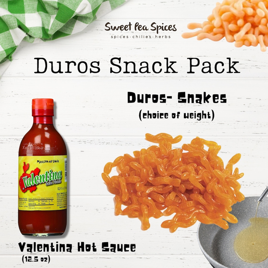 Duritos (duros) Mexican Wheat Snakes DIY Snack Kit W/ 12.5 Oz Valentina ...