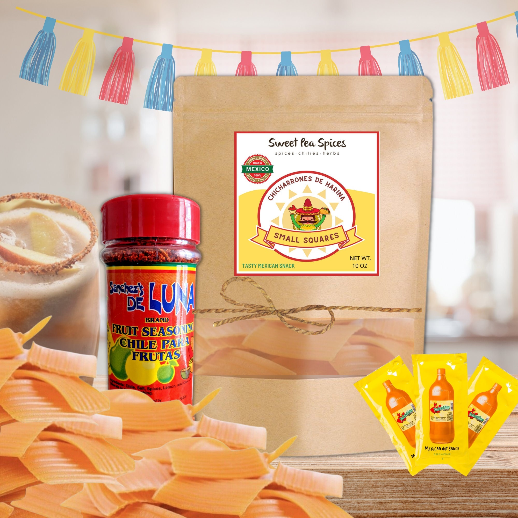 DIY Mexican Duros Square Snack Kit Valentina Hot Sauce & - Etsy