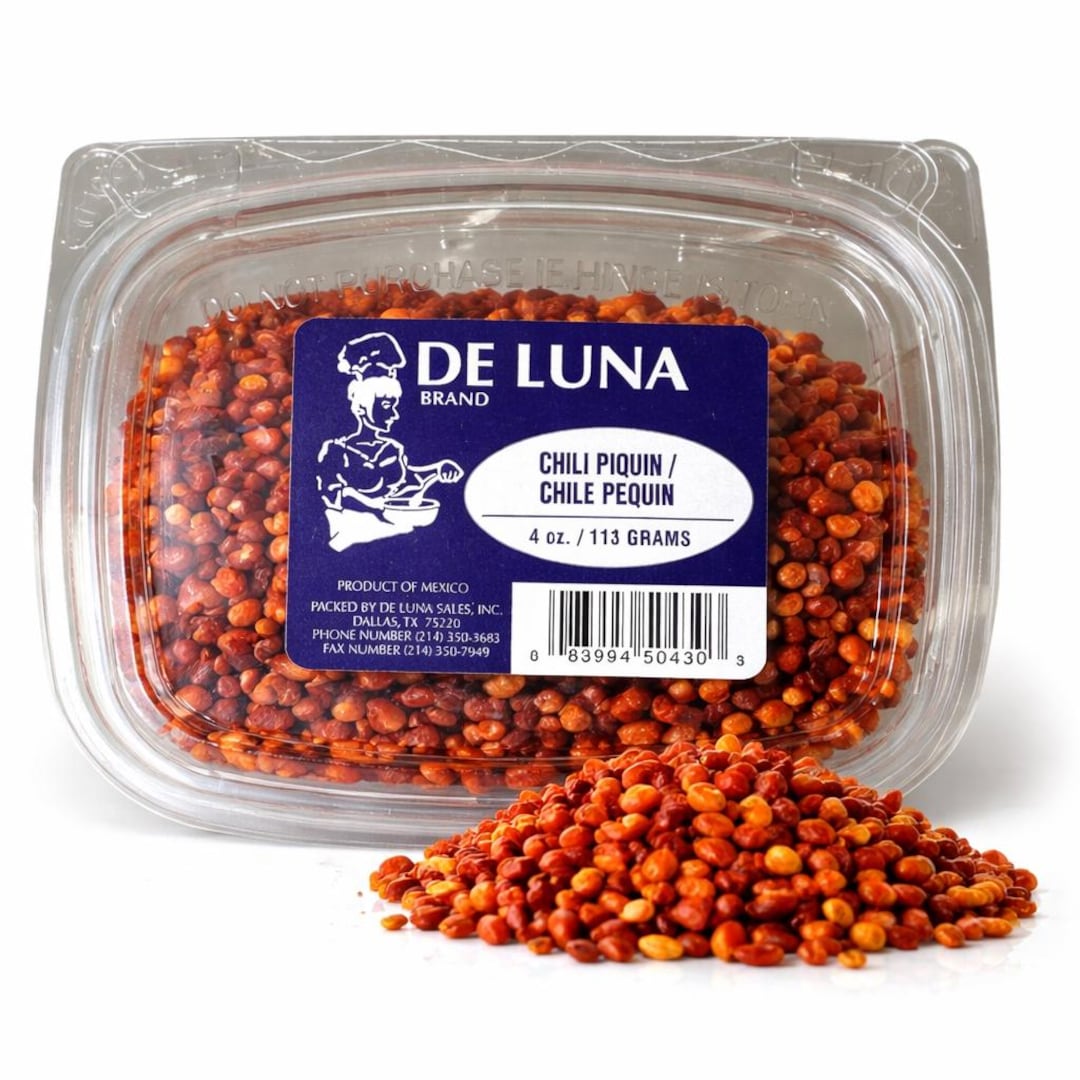 Dried Chile Pequin Peppers 4 Oz | Whole Mexican Chili Piquin | De Luna ...