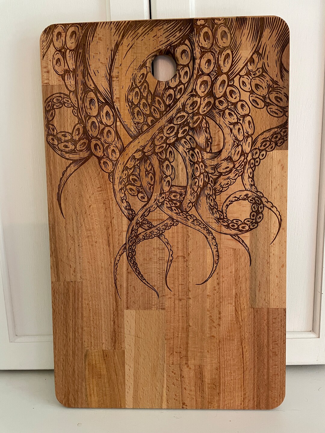 Carved Wood Serving Board Octopus Tentacles - Etsy
