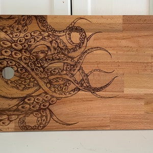 Carved Wood Serving Board Octopus Tentacles - Etsy