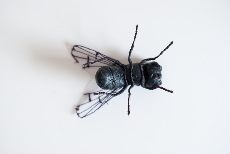 Black fly textil art insect Soft sculpturhome decor | Etsy