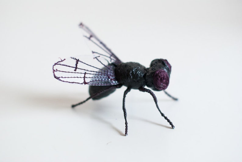 Black fly textil art insect Soft sculpturhome decor | Etsy