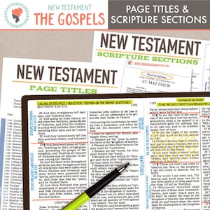New Testament: THE GOSPELS Page Titles and Scripture Sections - Etsy