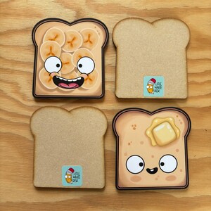 Toaster Coasters Pack of 4 / Cartoon Toast Coasters / Wooden Slices - Etsy