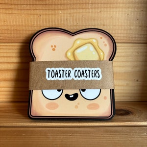 Toaster Coasters Pack of 4 / Cartoon Toast Coasters / Wooden Slices - Etsy