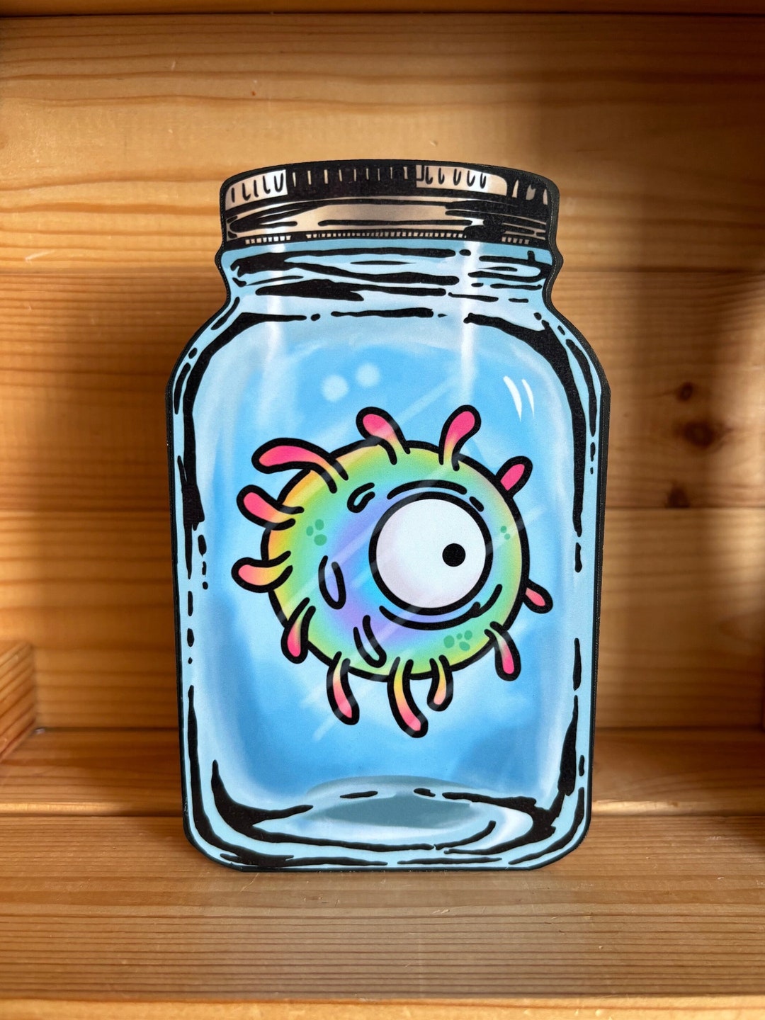 Cartoon Monster in a Mason Jar , Jar Pal Wooden Freestanding ...