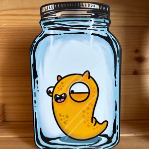 Cartoon Monster in a Mason Jar , Jar Pal Wooden Freestanding ...