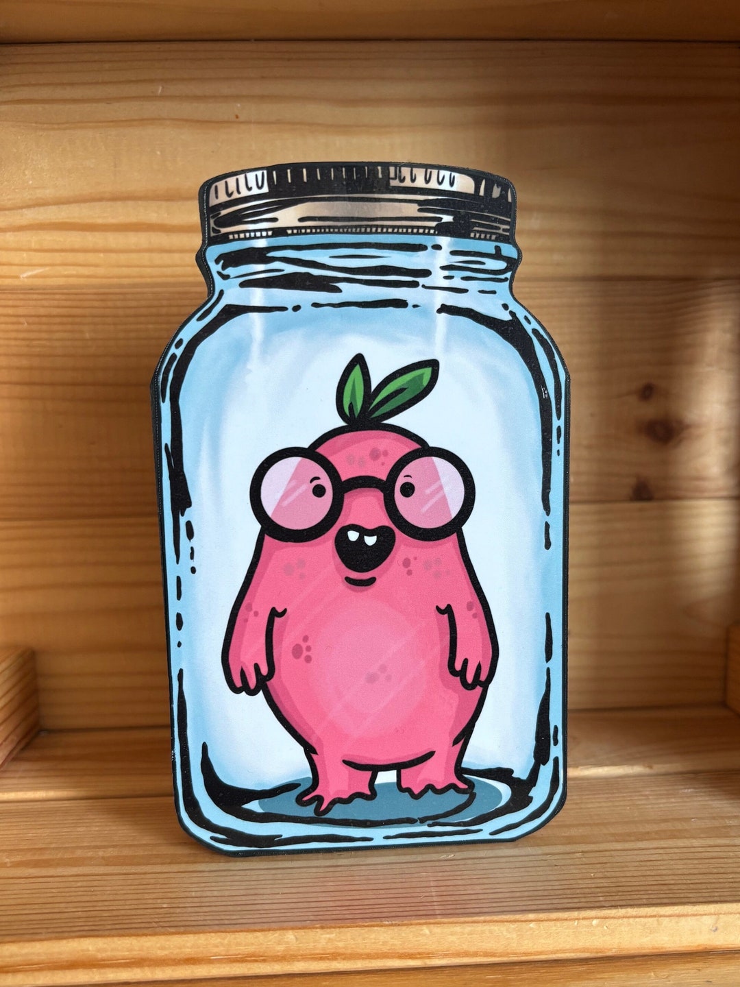 Cartoon Monster in a Mason Jar , Jar Pal Wooden Freestanding ...