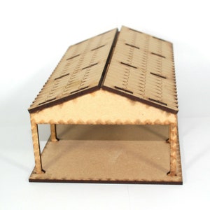 OO Gauge Model Railway MDF Laser Cut Cattle Shed / Open Sided Farmyard ...