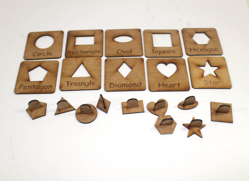 Montessori - 10 Basic Shape Stencils Shape Match - Educational-back to ...