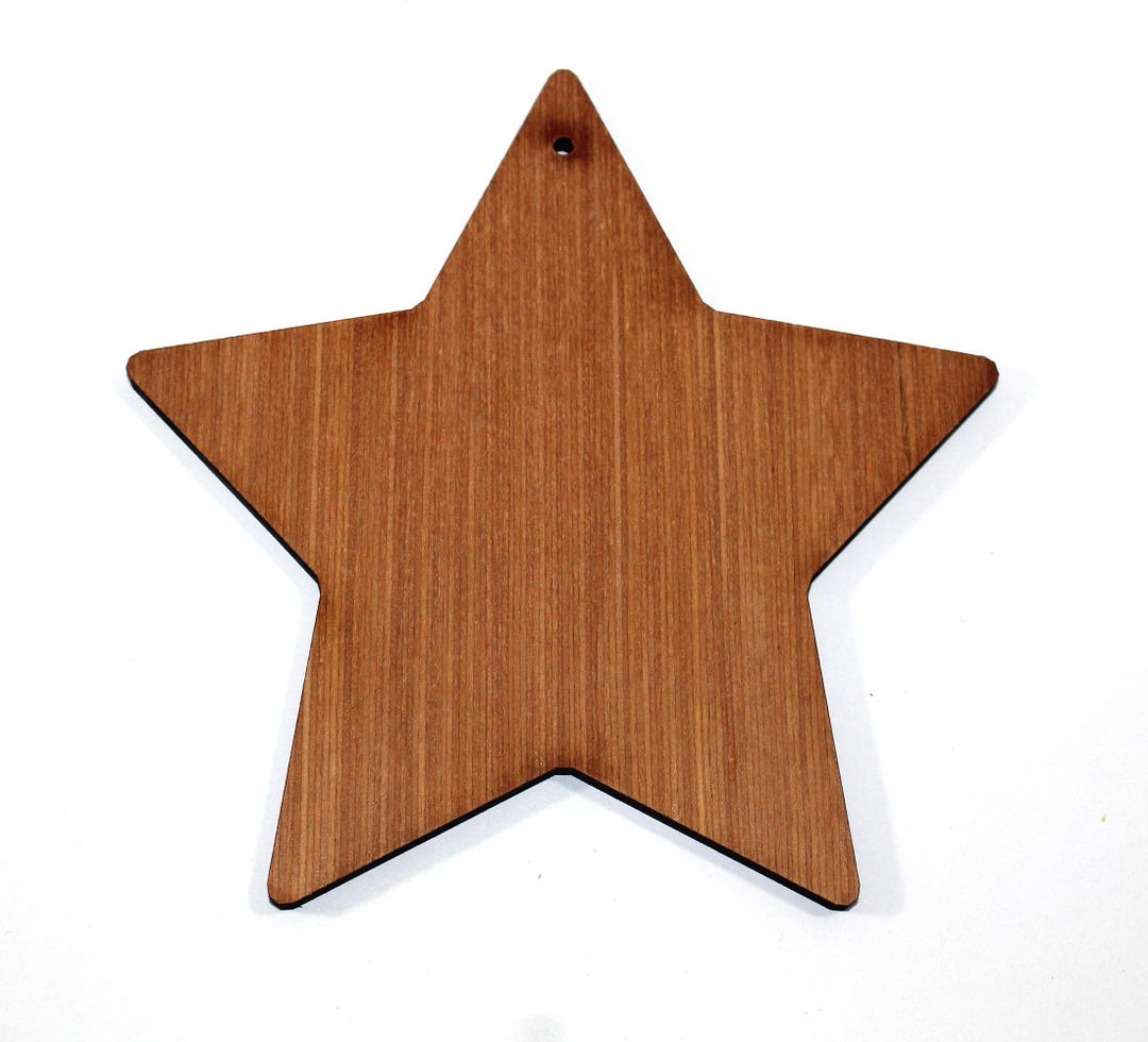 Laser Cut 5mm Plywood Stars Shape 100mm 10cm Plus 1 X 5mm Hole in 5mm ...