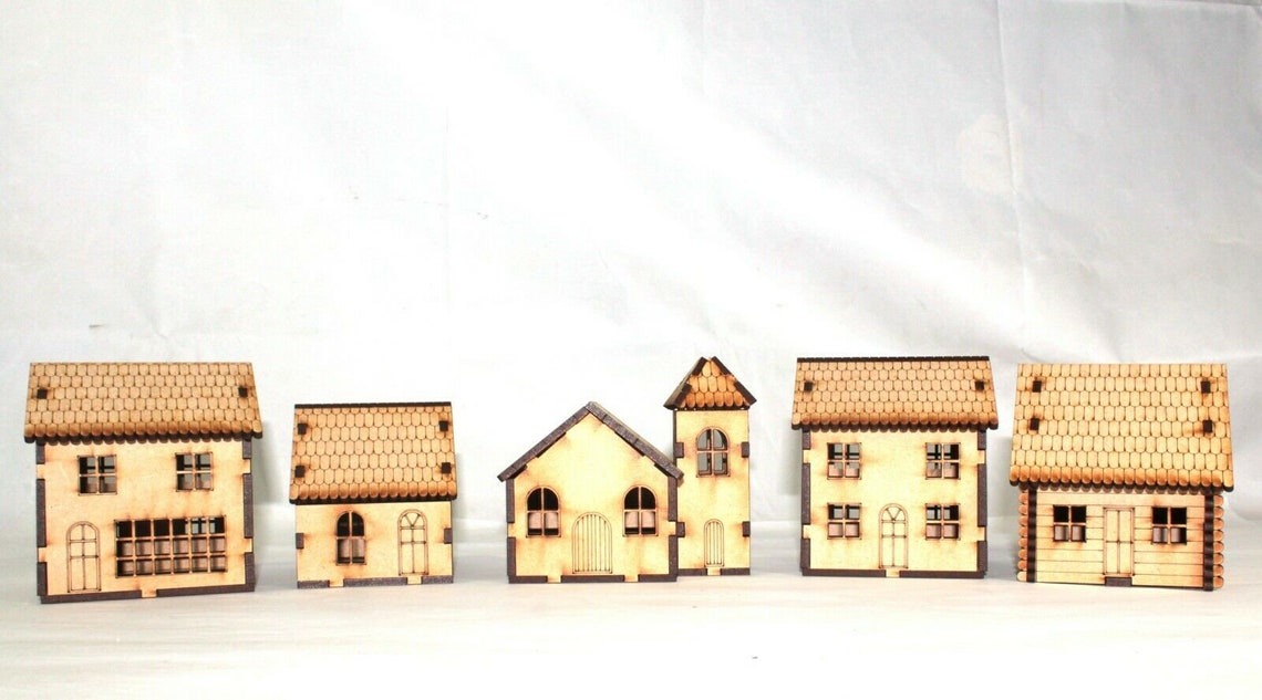 OO Gauge Model Railway MDF Laser Cut 00 Village 5 X Buildings - Etsy UK
