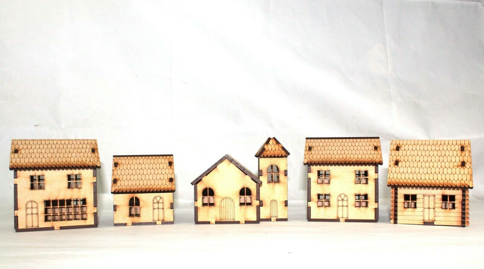 OO Gauge Model Railway MDF Laser Cut 00 Village 5 X Buildings House ...