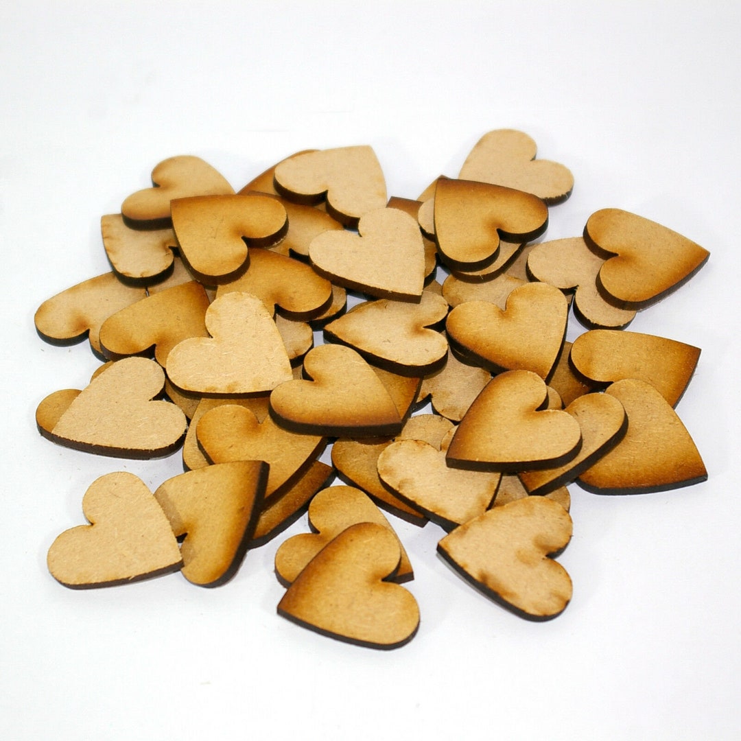Heart Shapes MDF 20mm X 3mm Pack of 10, 25, 50 , 100 or 400 Craft Laser ...