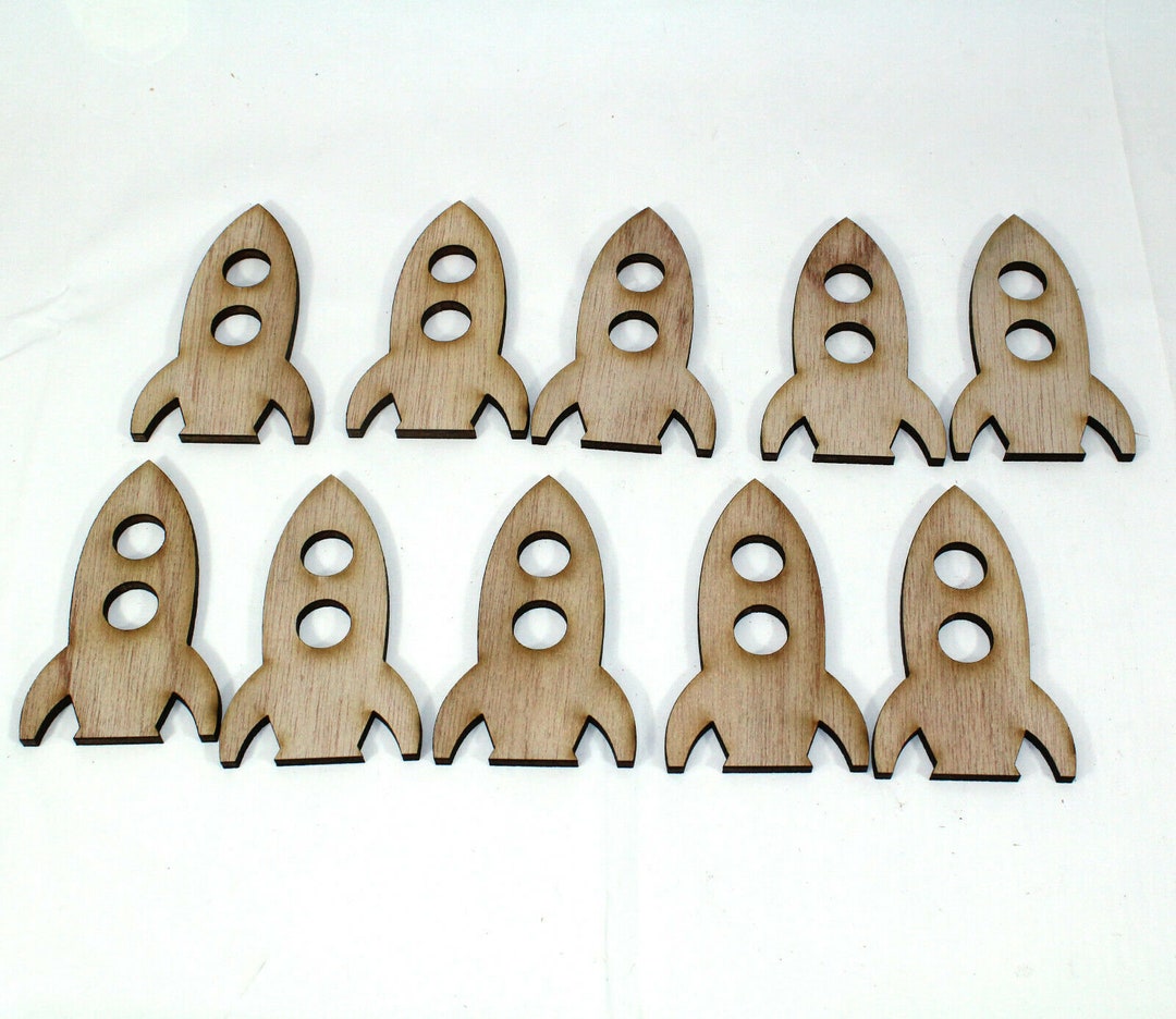 Rocket laser cut plywood space sky shapes for craft making decoration ...