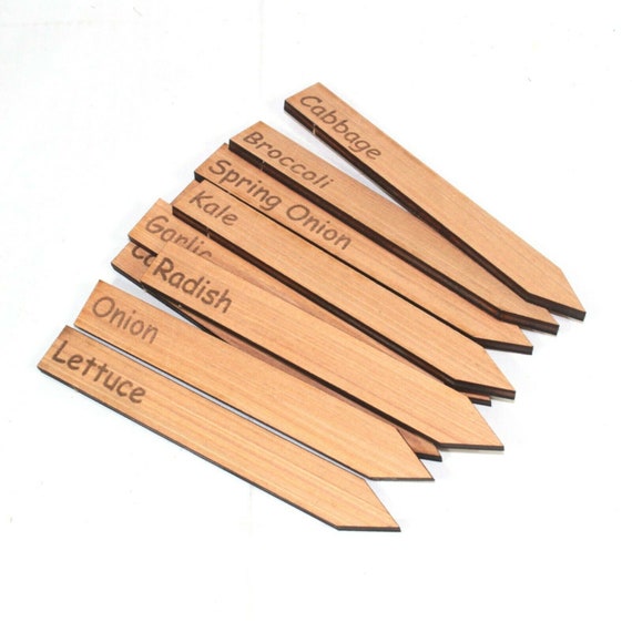 10 x Laser engraved plywood plant / vegetable / garden labels | Etsy
