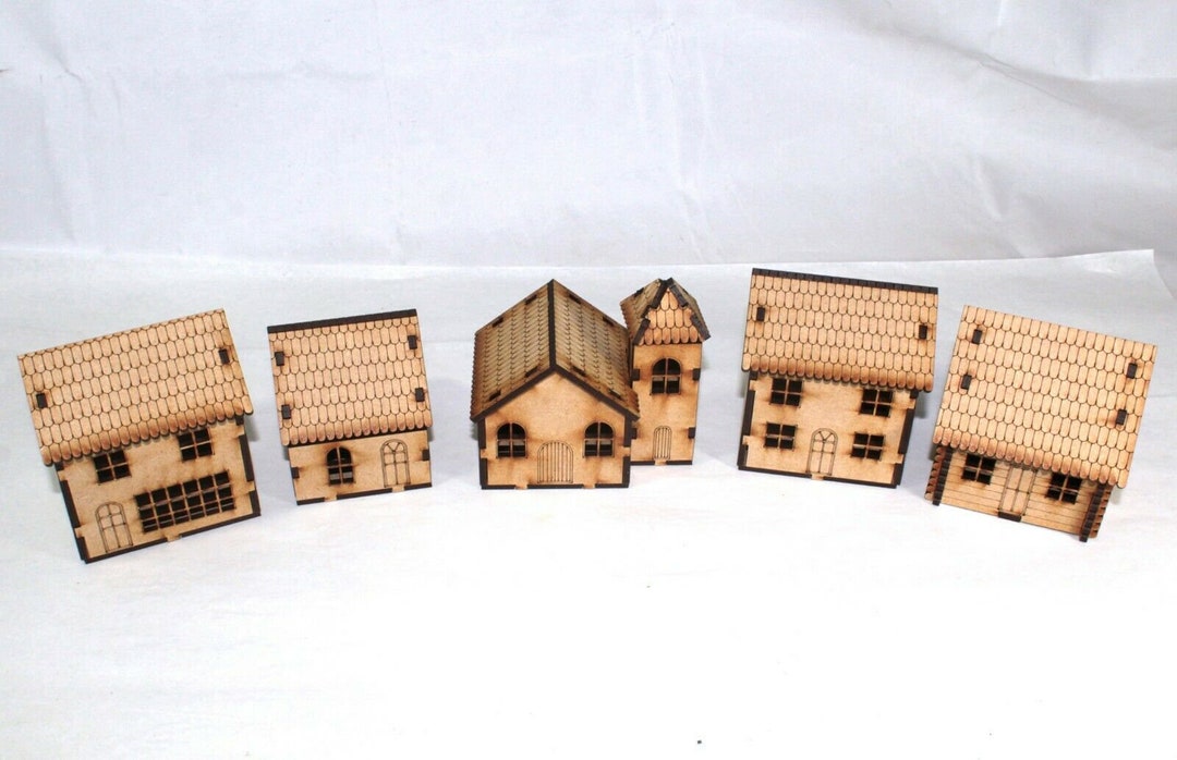 OO Gauge Model Railway MDF Laser Cut 00 Village 5 X Buildings House ...