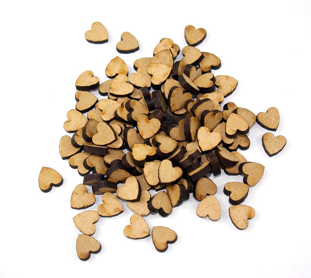 100 MDF Wooden Mini Hearts (12mm) - Craft Embellishments, Confetti ...