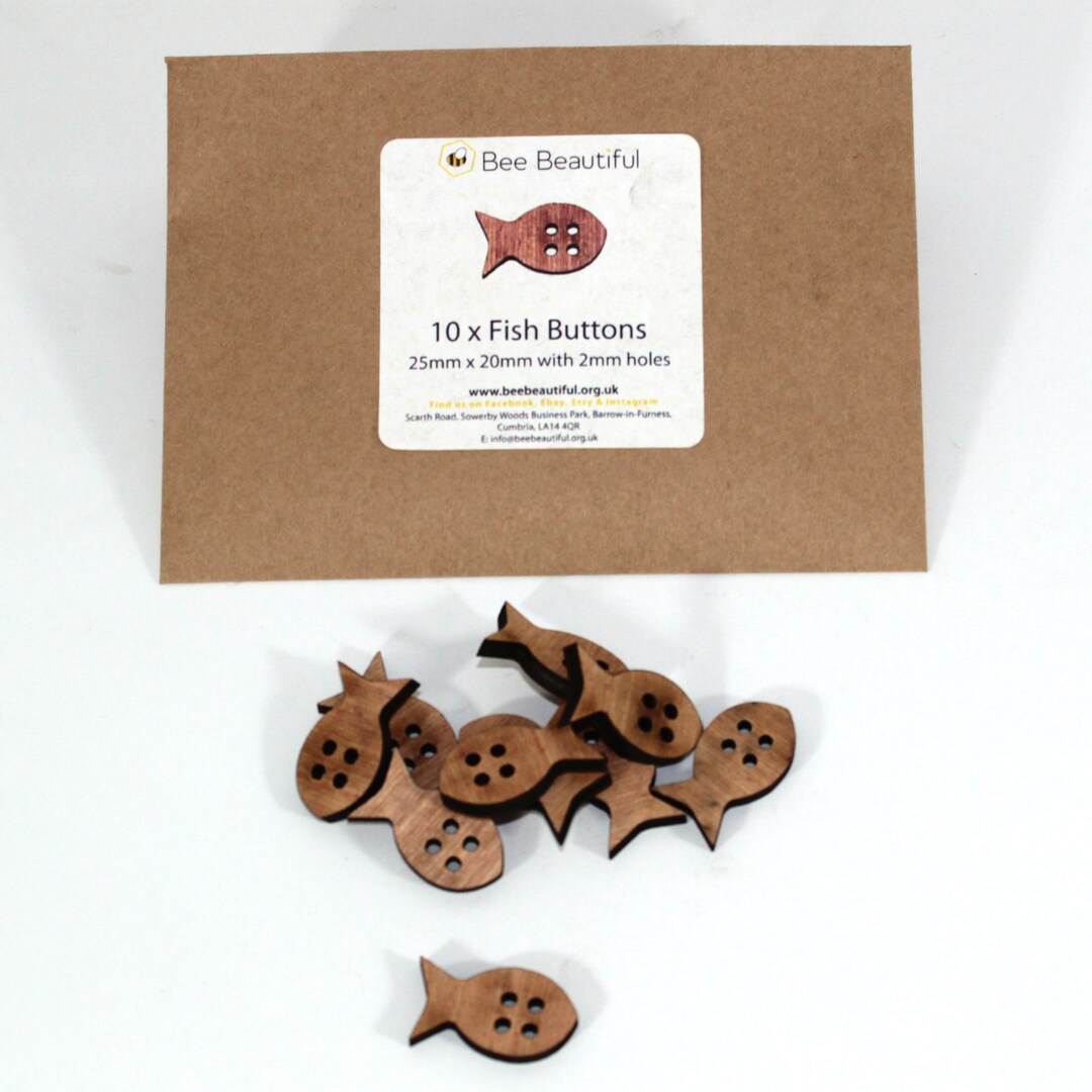 Wooden Fish Buttons, Laser Cut Plywood, Sewing Craft (pack of 10) - Etsy UK