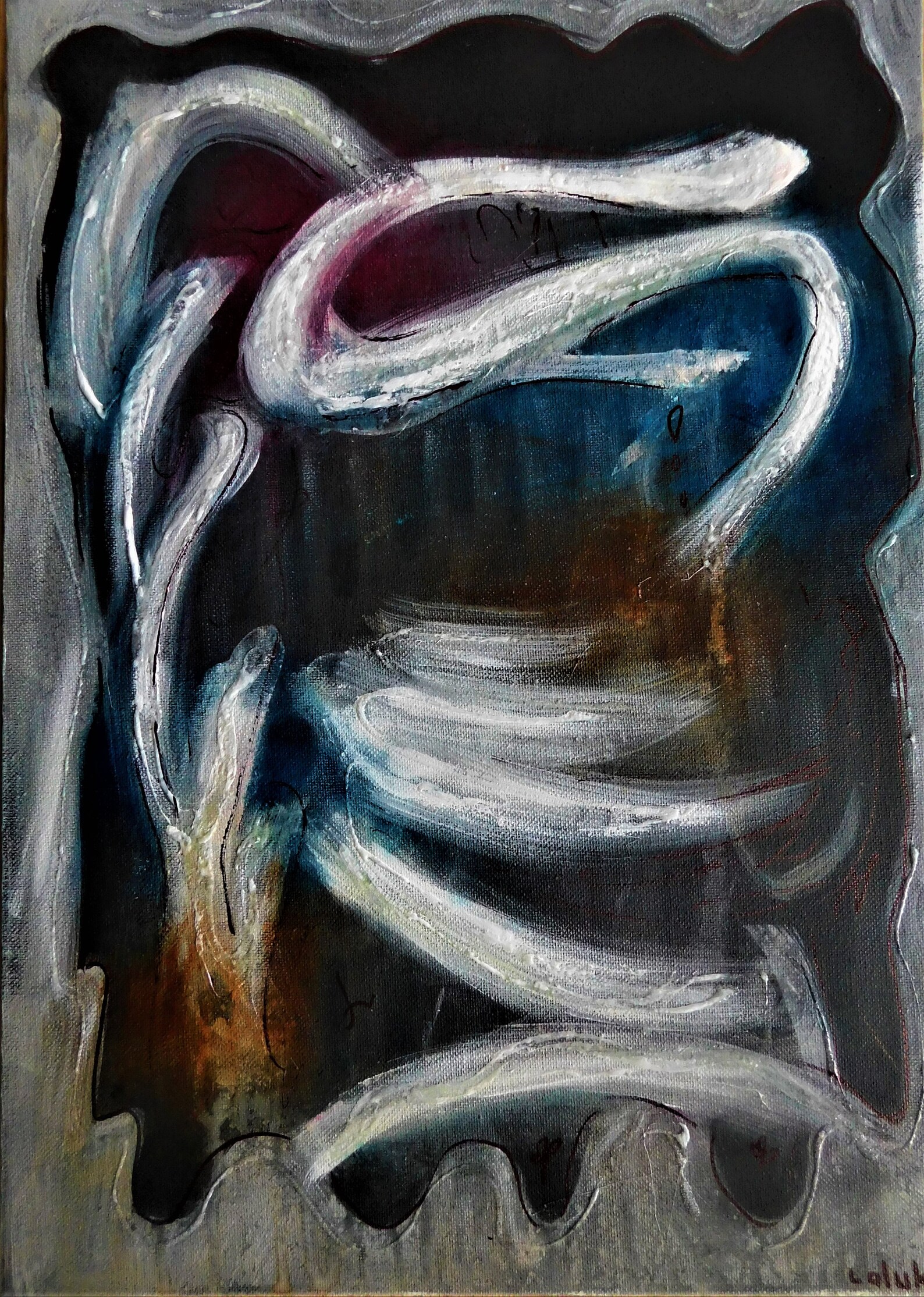 Original Abstract Oil Painting Signed by Nalan Laluk: - Etsy UK