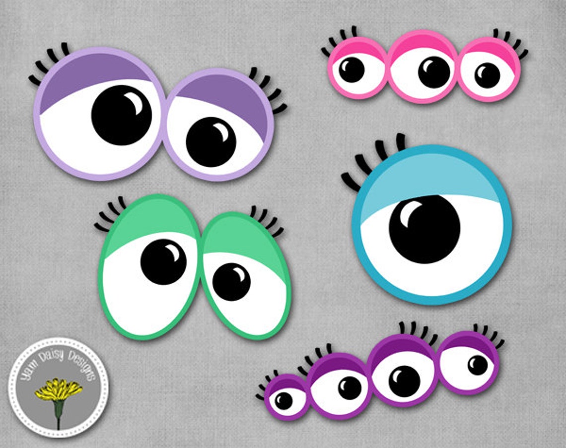 Girly Monster Photo Props, Printable, Instant Download, Monster Eyes ...