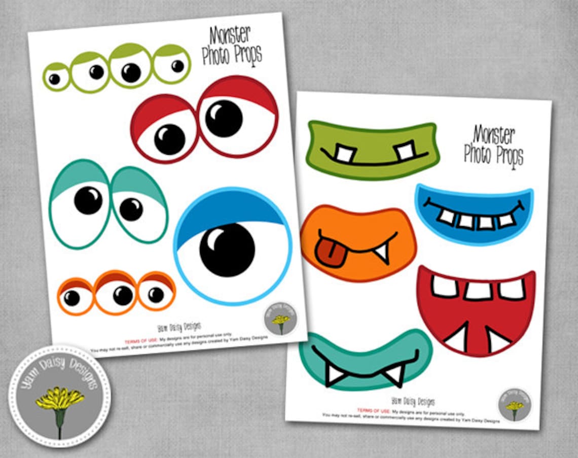 Monster Photo Props, Printable, Instant Download, Monster Eyes and ...