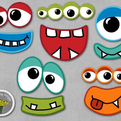 INSTANT DOWNLOAD. Monster Eyes and Monster Mouths Clip Art. - Etsy