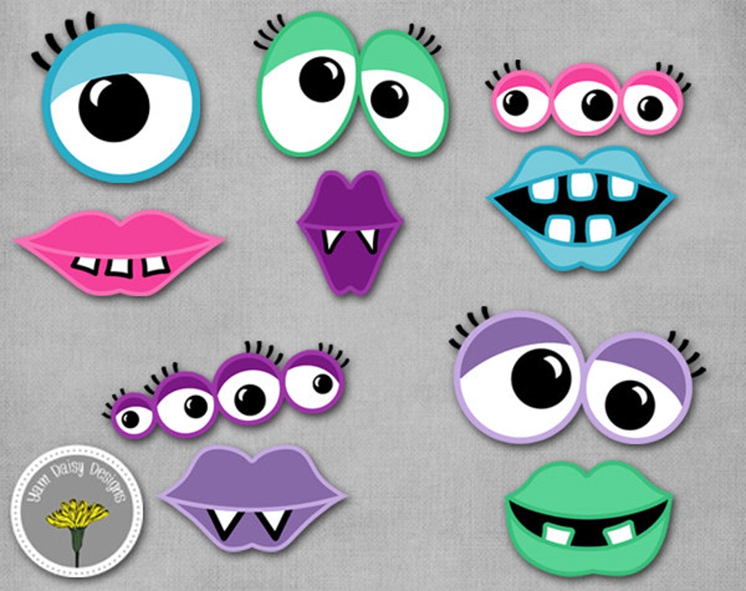 Girly Monster Photo Props, Printable, Instant Download, Monster Eyes ...