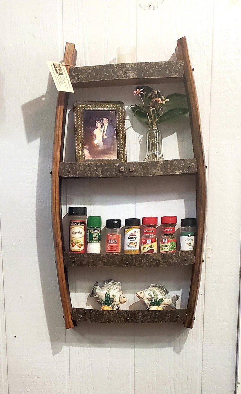 Whiskey Barrel Stave Shelf Unit Wall Hanging Metal Band Accent - Etsy