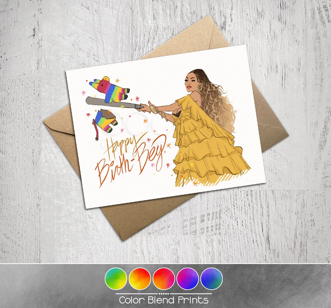 Happy Birth-bey, Queen B, Lemonade Outfit, Birthday Card, Fun Card, 5 X ...