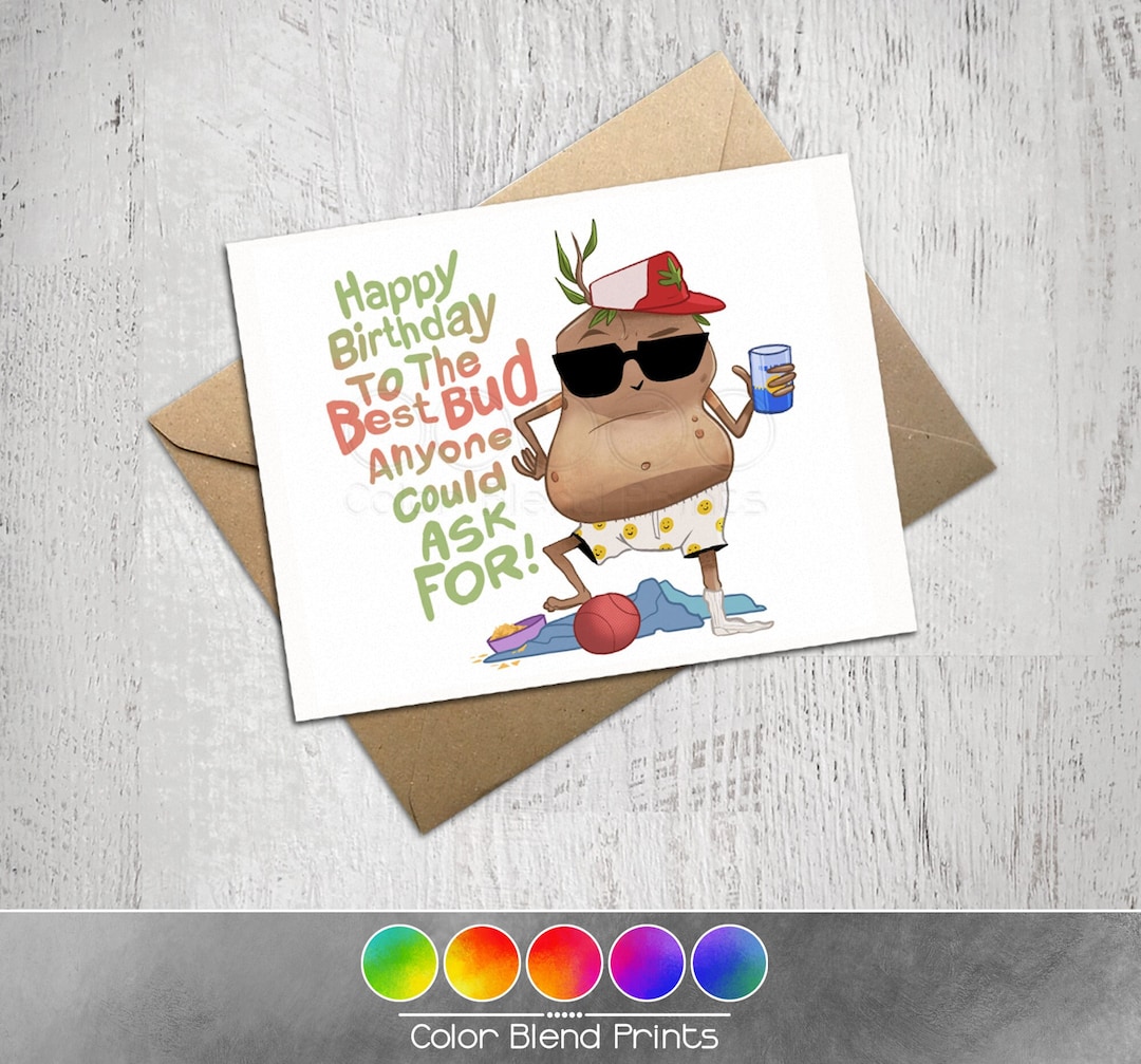 BEST BUD, Happy Birthday Card, Best Friend Gift, Blank Card, Kraft ...