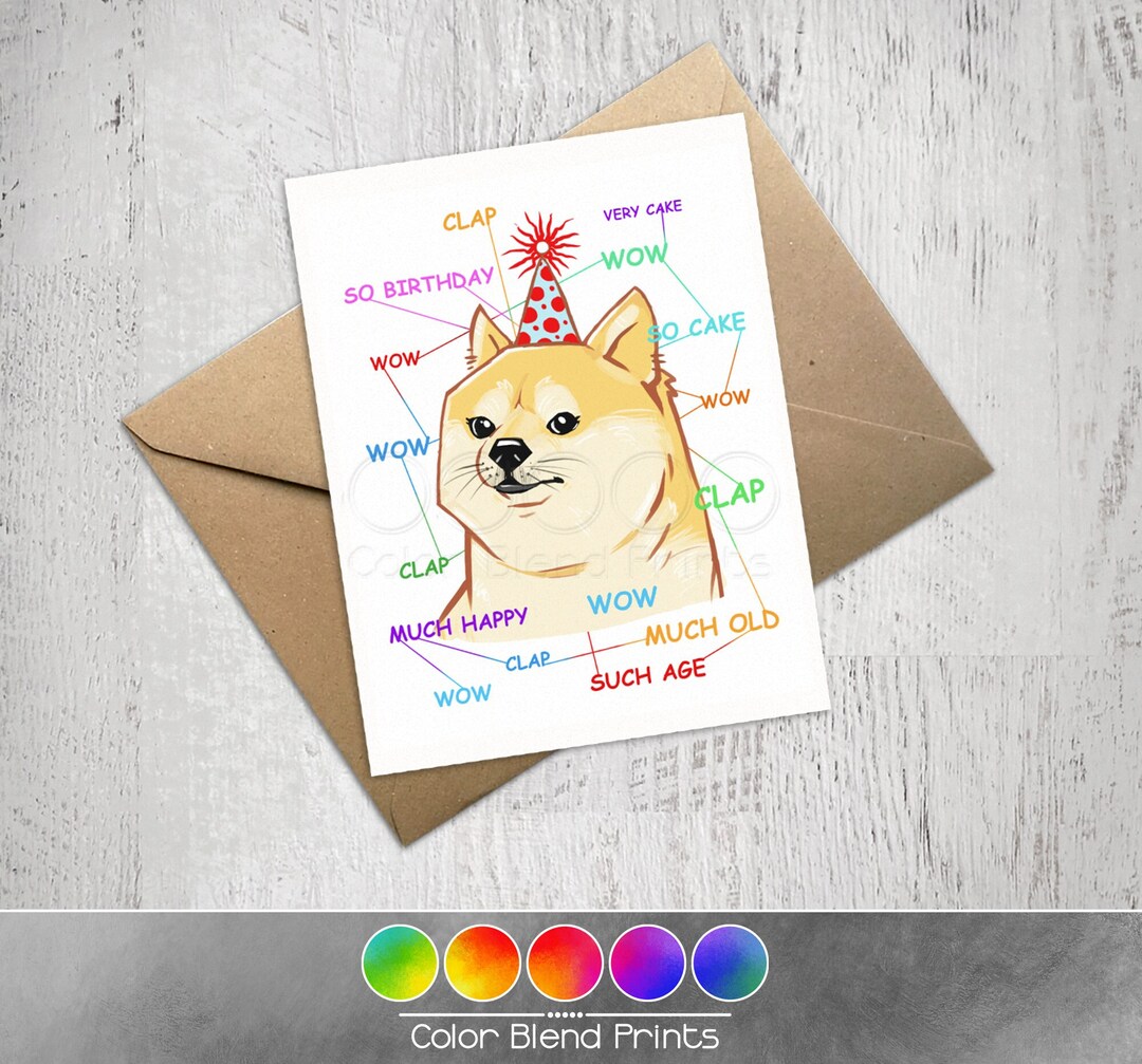 Doge Birthday Card, Approximately 5 X 7 Blank Card With Kraft Envelope ...