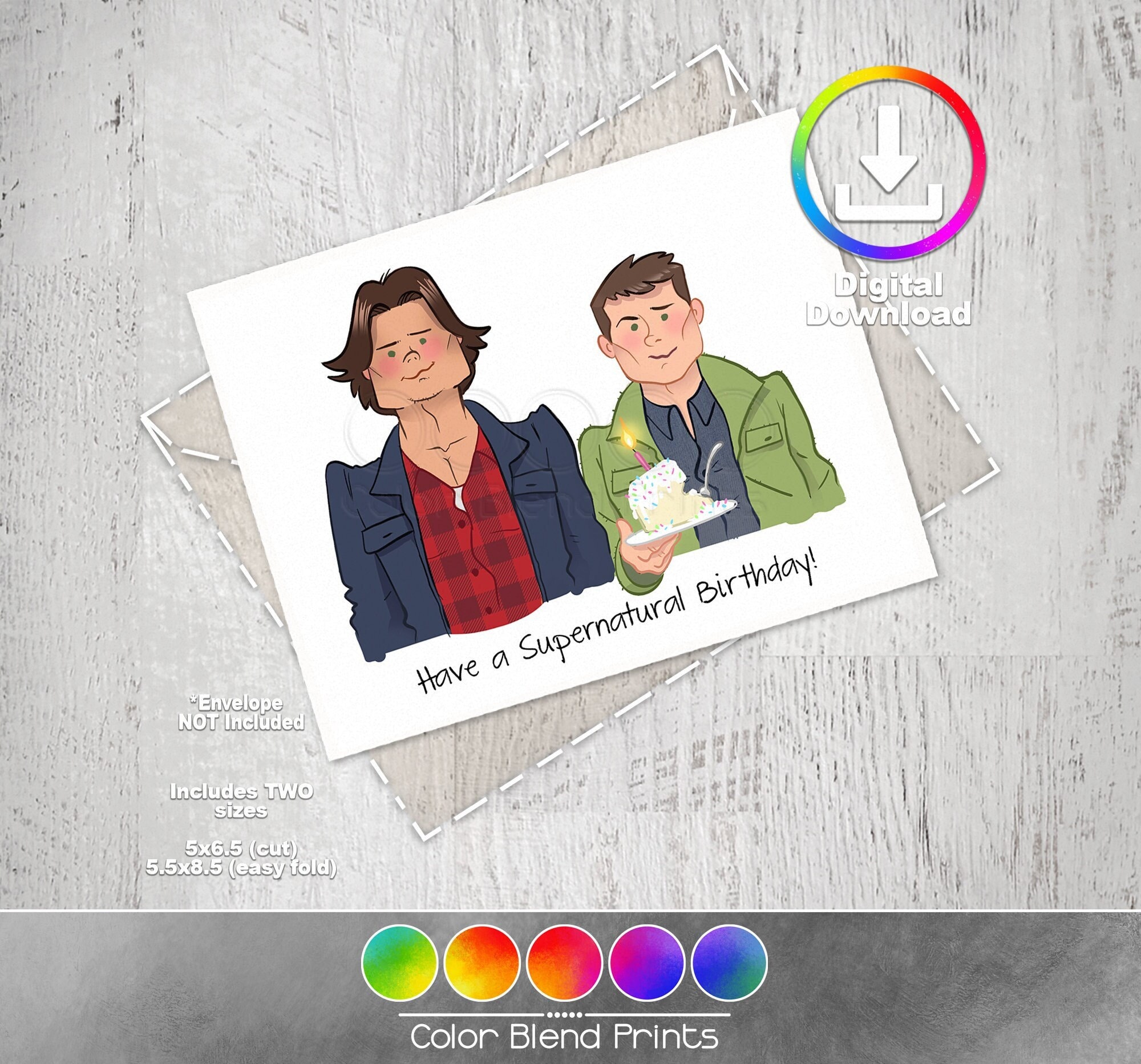 Digital Download, SUPERNATURAL Birthday Card, Sam and Dean ...
