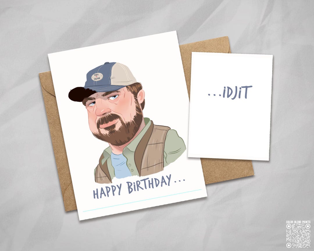 BOBBY SINGER Happy Birthday Idjit, Supernatural Birthday Card, TV Fan ...