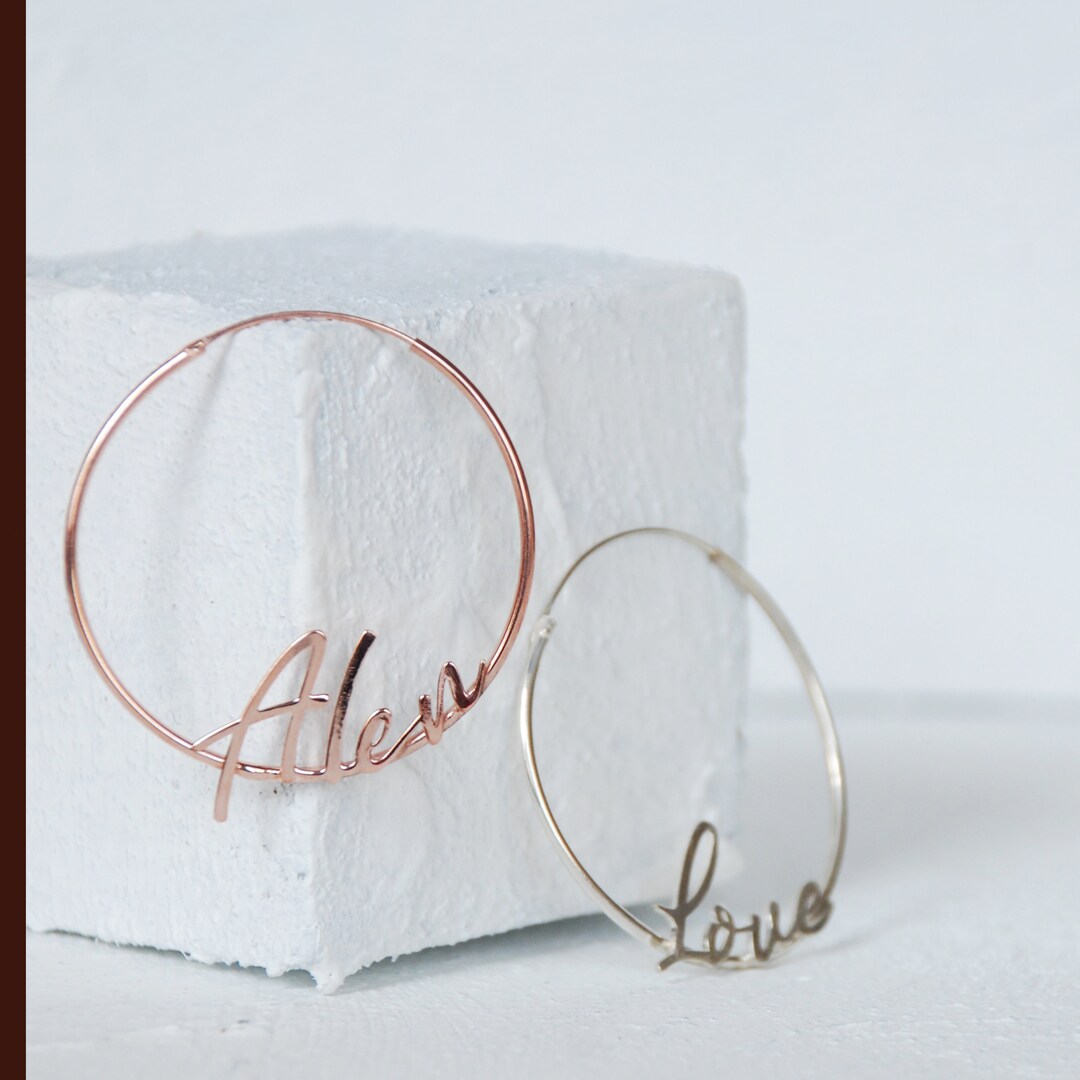 Custom Name Hoops, Hoop Earrings, Gift for Her - Etsy