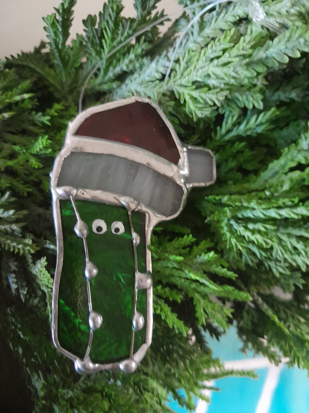 Stained Glass Christmas Pickle Christmas Tree Hanging Decorations Sun ...