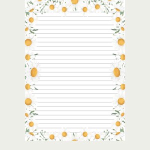 Printable Letter Paper, Daisy Paper, Floral Paper, Letter Writing Paper ...
