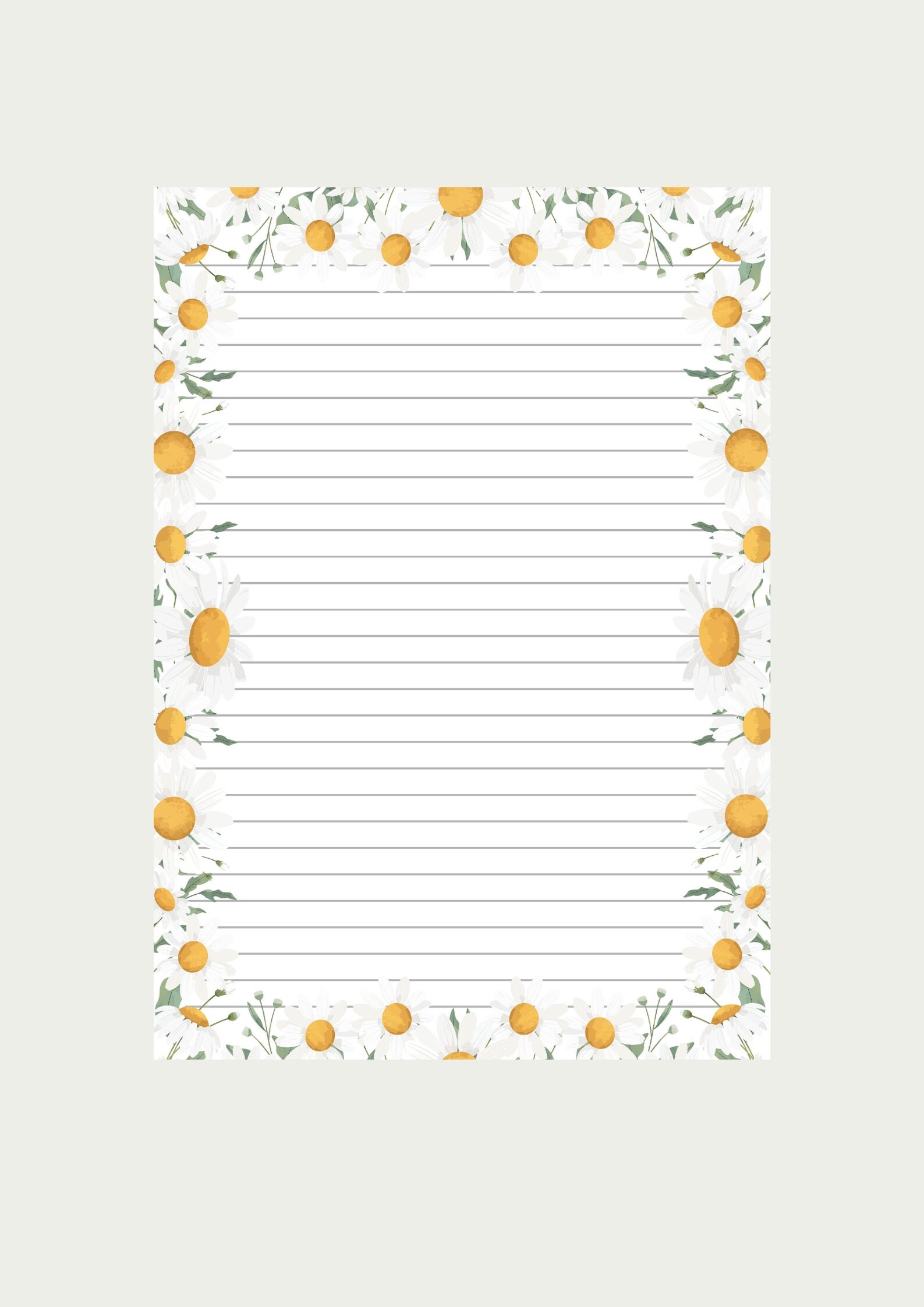 Printable Letter Paper, Daisy Paper, Floral Paper, Letter Writing Paper ...